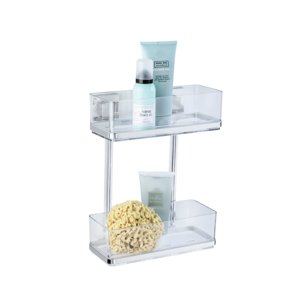 Wenko Vacuum-Loc Quadro Edelstahl, Wandregal 2 Etagen shiny
